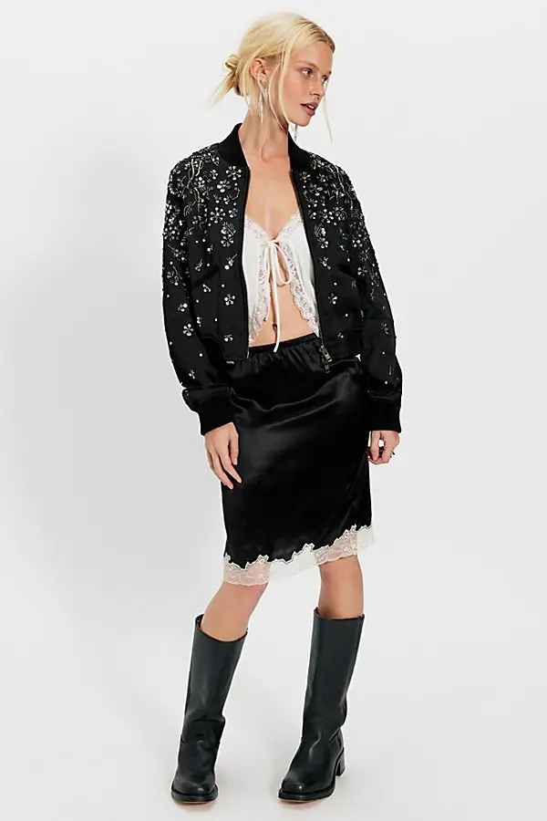 Free People Embellished Bomber Jacket