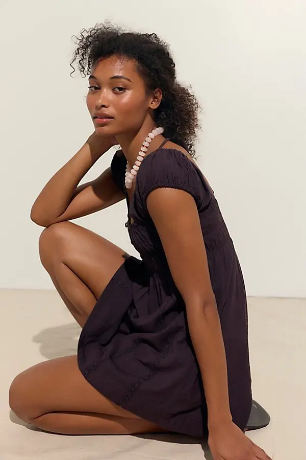 Free People Nina" Babydoll Mini Dress - Bitter Bark