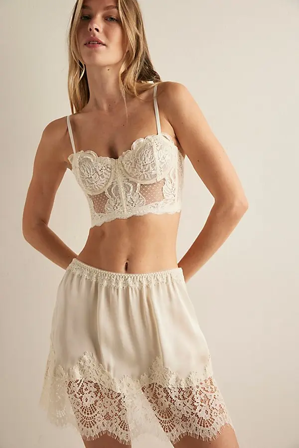 Free People Midweek Dance Longline Balconette Bra - Ivory Cloud