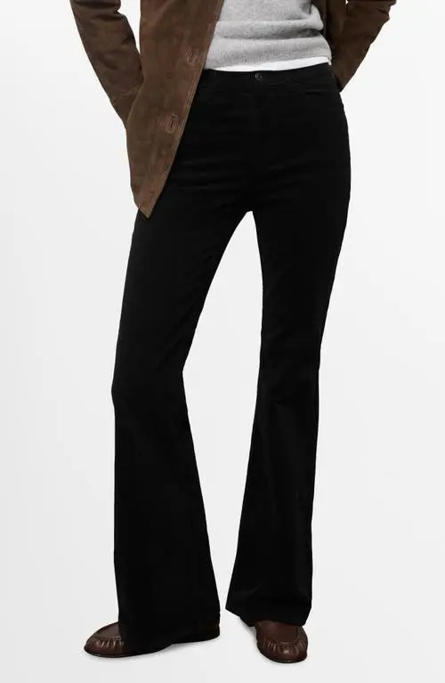 Mango Flare Velvet Jeans - Black