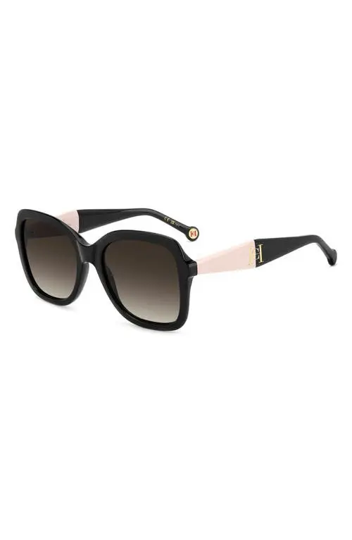 Carolina Herrera 56mm Gradient Square Sunglasses - Black Beige/brown
