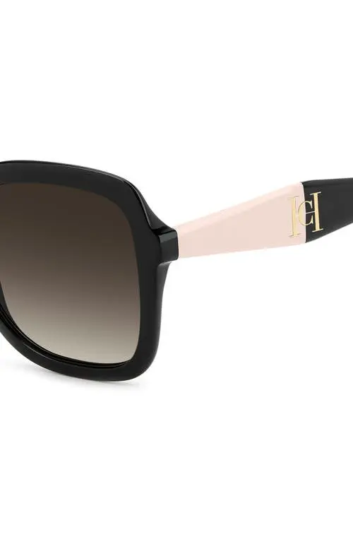 Carolina Herrera 56mm Gradient Square Sunglasses - Black Beige/brown