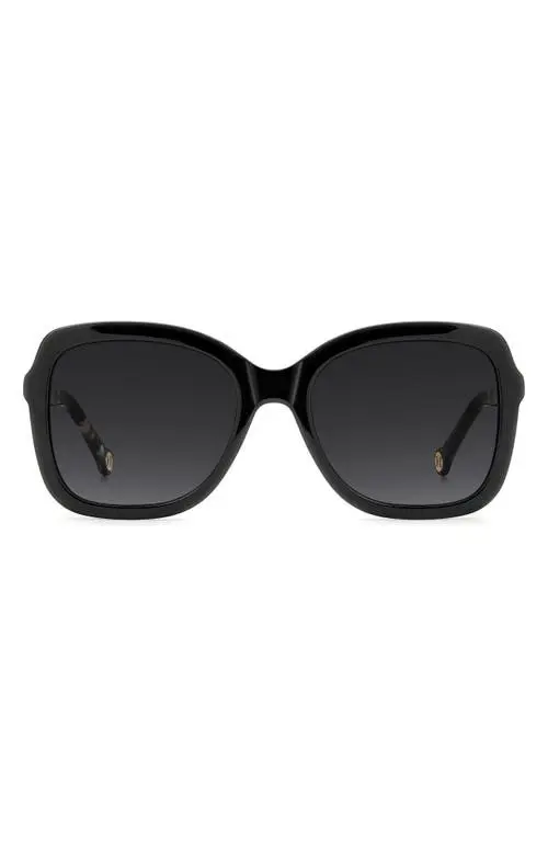 Carolina Herrera 56mm Gradient Square Sunglasses - Black/dark Grey