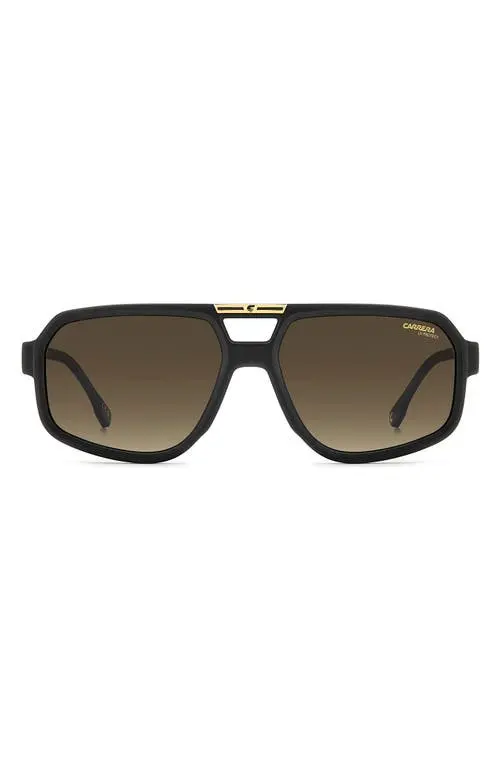 Carrera Eyewear 59mm Navigator Sunglasses - Matte Black/brown/green