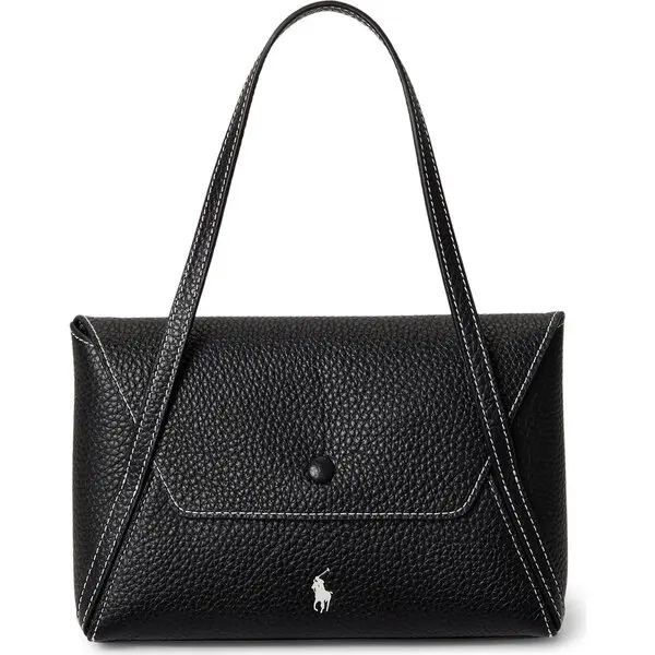 Polo Ralph Lauren Polo Play Pebble Leather Envelope Shoulder Bag - Black