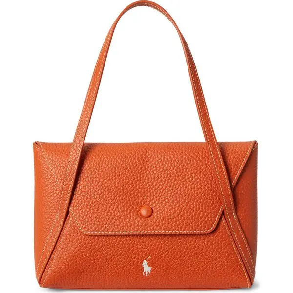 Polo Ralph Lauren Polo Play Pebble Leather Envelope Shoulder Bag - Sunset Orange