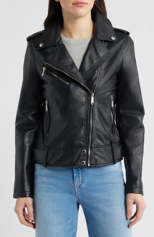 Sam Edelman Trapunto Stitch Leather Moto Jacket