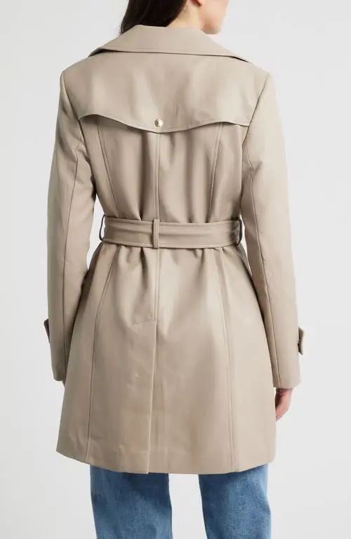 Via Spiga Belted Faux Leather Trench Coat