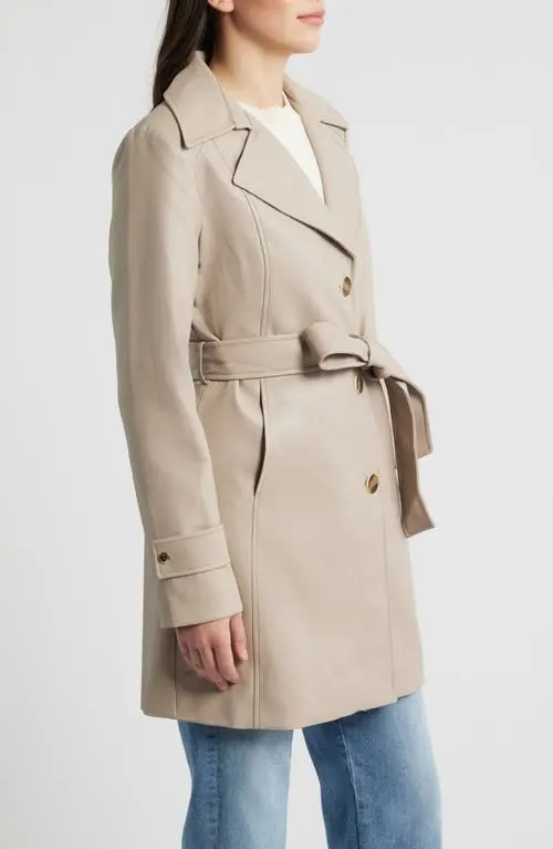 Via Spiga Belted Faux Leather Trench Coat