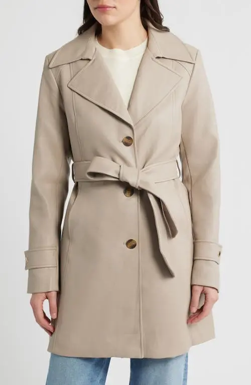 Via Spiga Belted Faux Leather Trench Coat