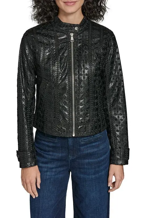 Karl Lagerfeld Eyelet Faux Leather Jacket