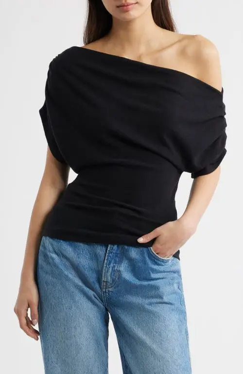 REFORMATION Iris One-shoulder Knit Top - Black