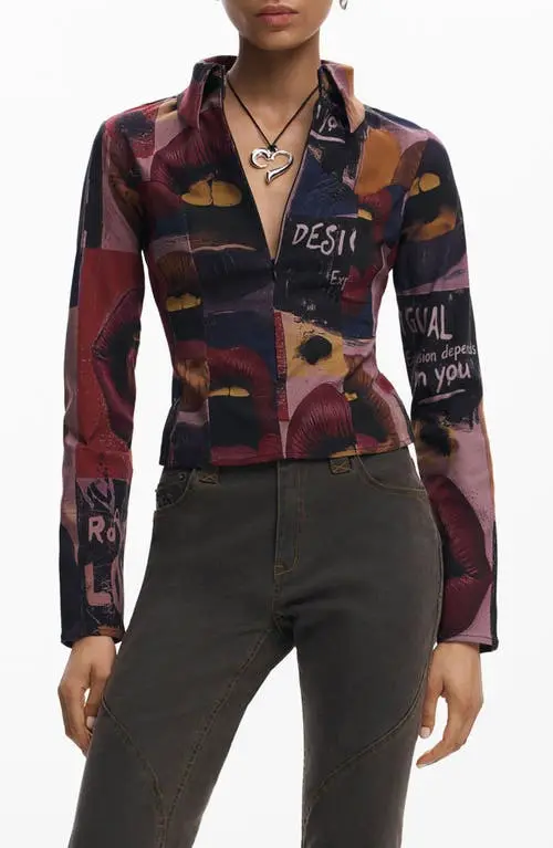 Desigual Mixed Print Long Sleeve Shirt