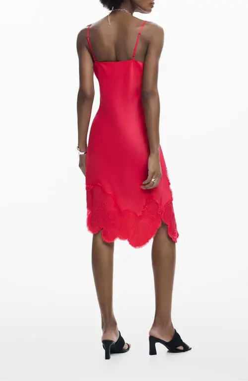 Desigual Lace Trim Asymmetric Slipdress