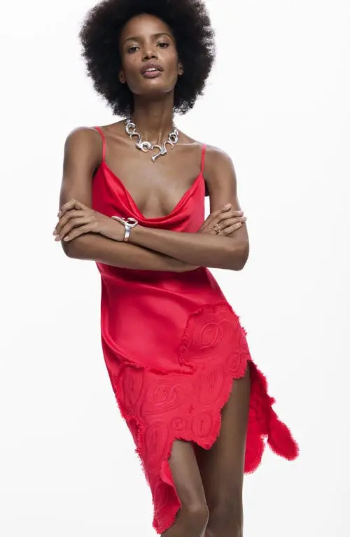 Desigual Lace Trim Asymmetric Slipdress