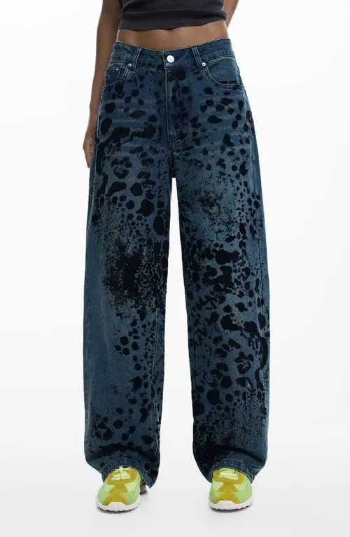 Desigual Abstract Print Barrel Leg Jeans