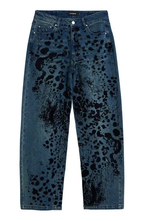 Desigual Abstract Print Barrel Leg Jeans