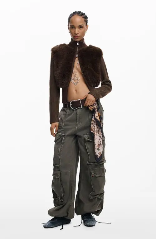 Desigual Faux Fur Ribbed Jacket