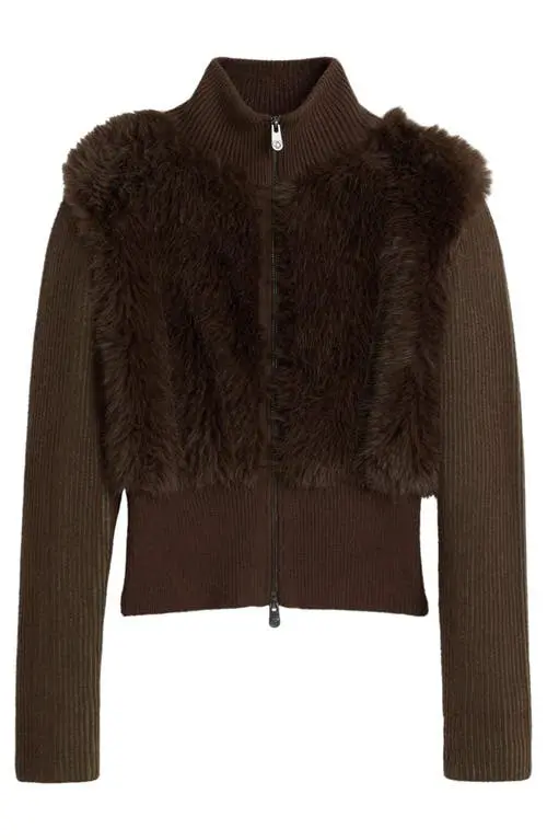 Desigual Faux Fur Ribbed Jacket