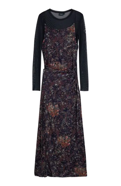 Desigual Metallic Mixed Print Dress