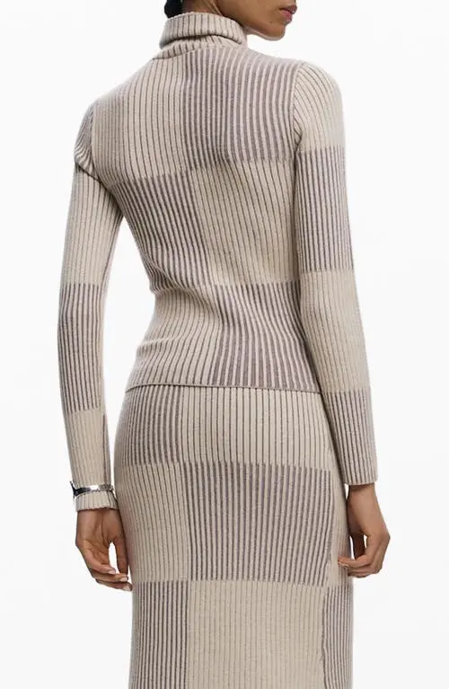 Desigual Ribbed Checks Turtleneck Sweater