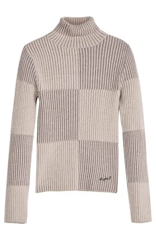 Desigual Ribbed Checks Turtleneck Sweater