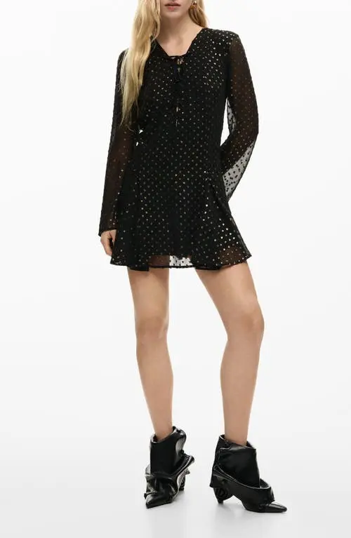 Desigual Metallic Dot Long Sleeve Minidress