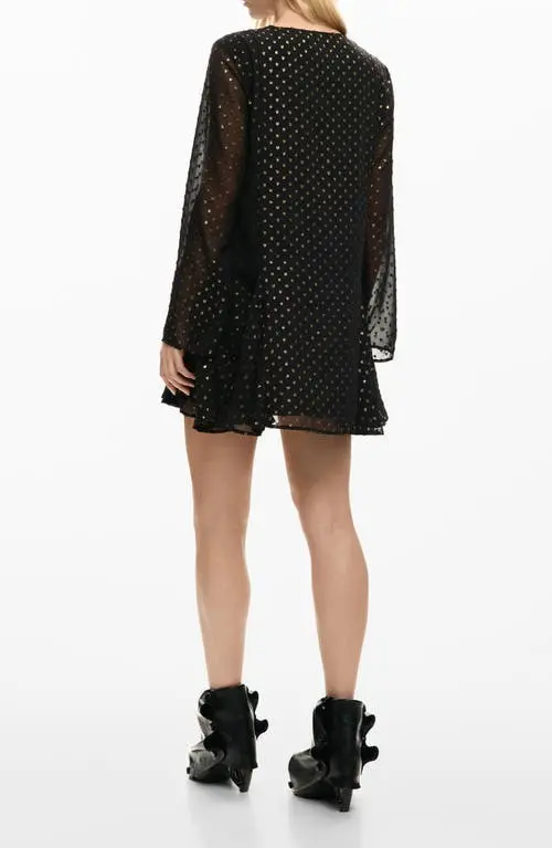 Desigual Metallic Dot Long Sleeve Minidress