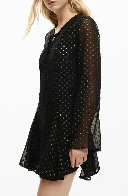 Desigual Metallic Dot Long Sleeve Minidress