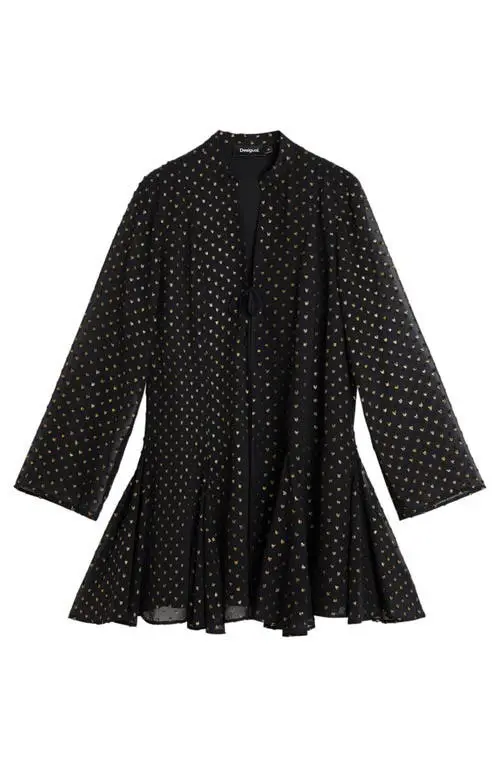 Desigual Metallic Dot Long Sleeve Minidress