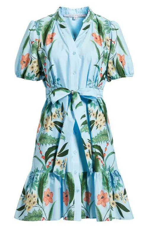 Julia Jordan Printed Puff Sleeve Tie Waist Dress