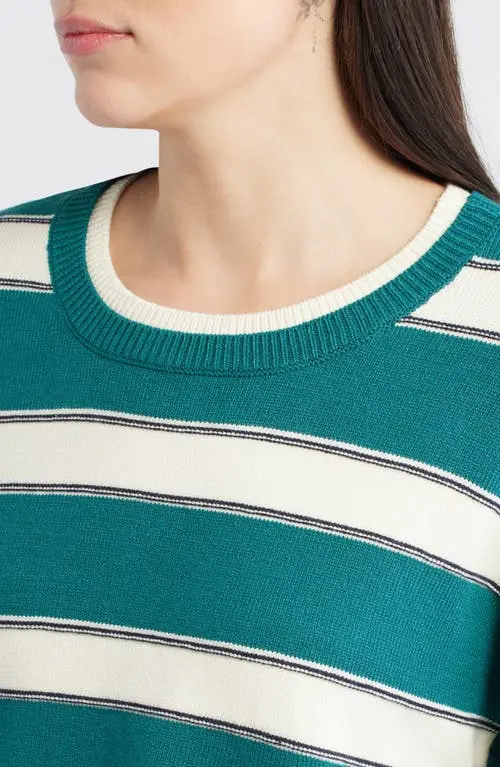 Wit & Wisdom Striped Boxy Sweater - Lake Green/off White