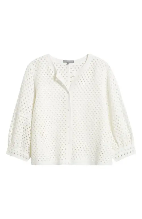 Wit & Wisdom Openwork Blouson Sleeve Top
