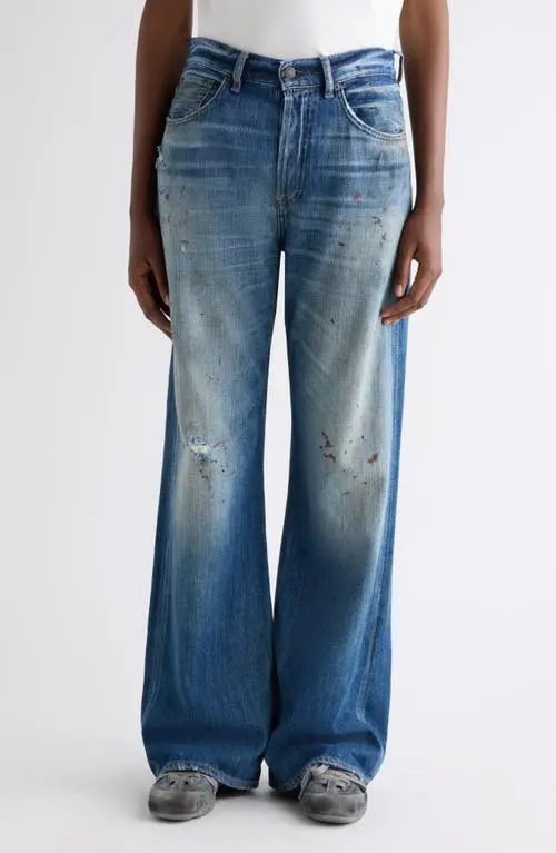 Acne Studios 2021 Regular Fit Distressed Wide-leg Jeans - Mid Blue