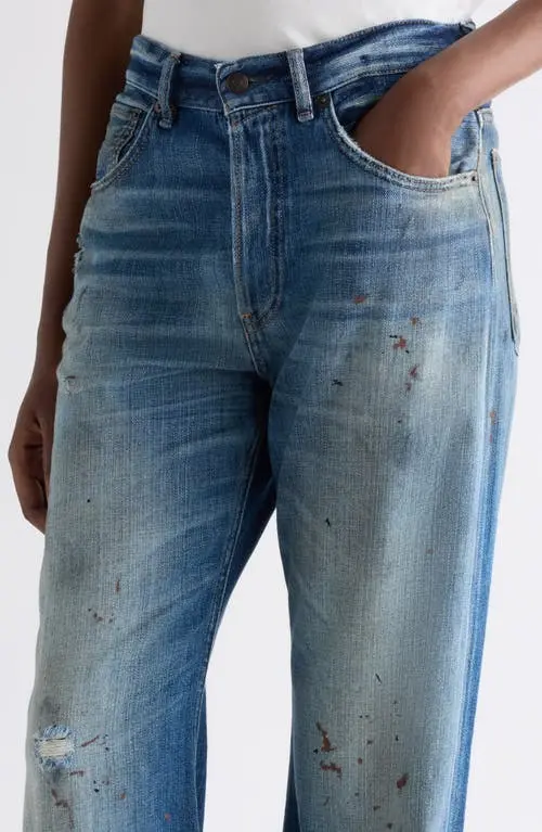 Acne Studios 2021 Regular Fit Distressed Wide-leg Jeans - Mid Blue