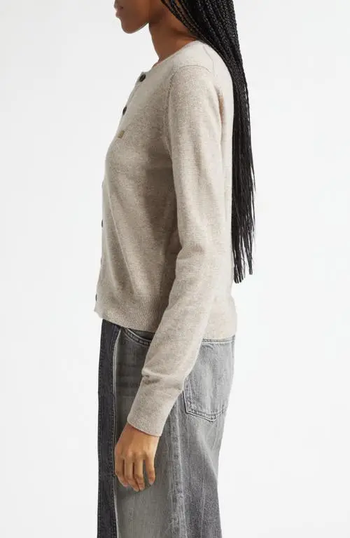 Acne Studios Face Patch Wool & Yak Hair Cardigan - Greige Melange