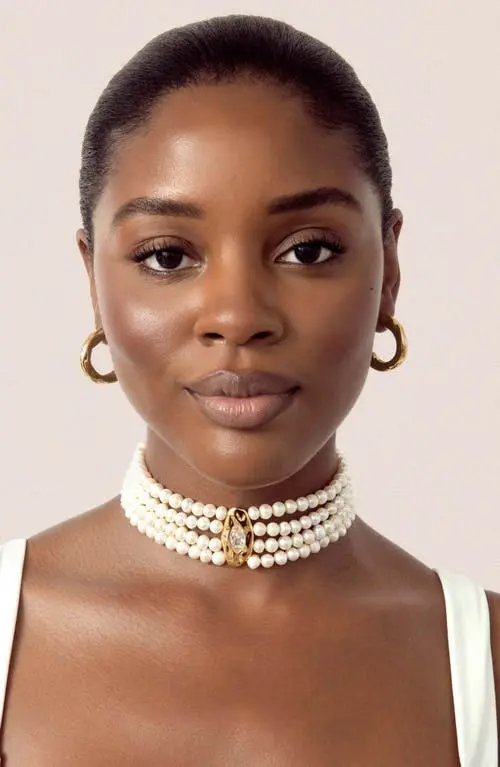 Ettika Freshwater Pearl Choker Necklace - Gold