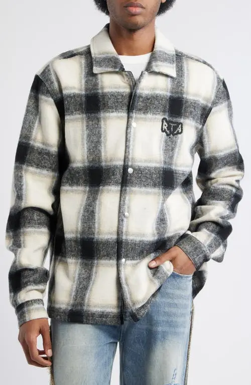 RtA Parlan Circuit Board Graphic Plaid Shacket