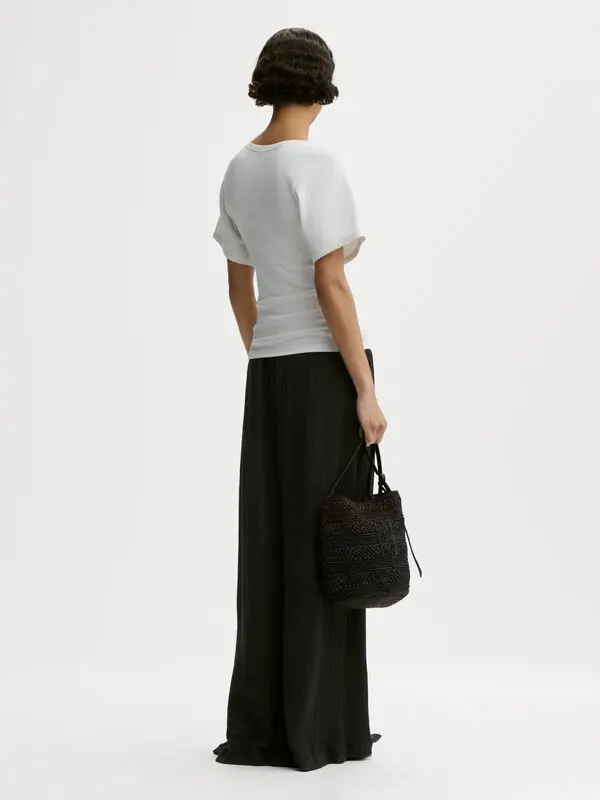 BY MALENE BIRGER Pisca Weave Wide-leg Trousers - Black
