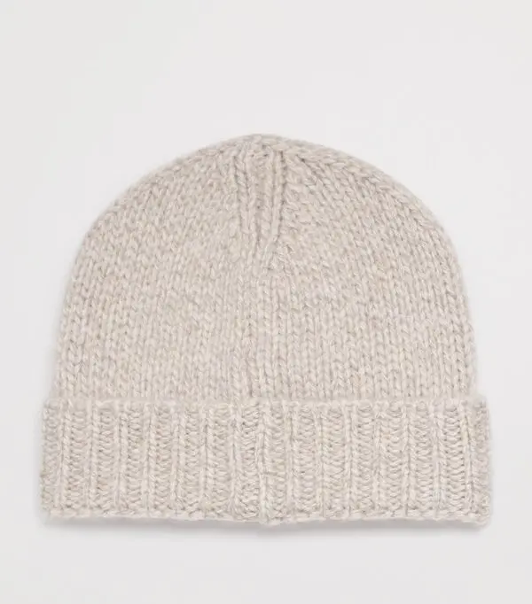 Brioni Cashmere Beanie With Logo - Beige