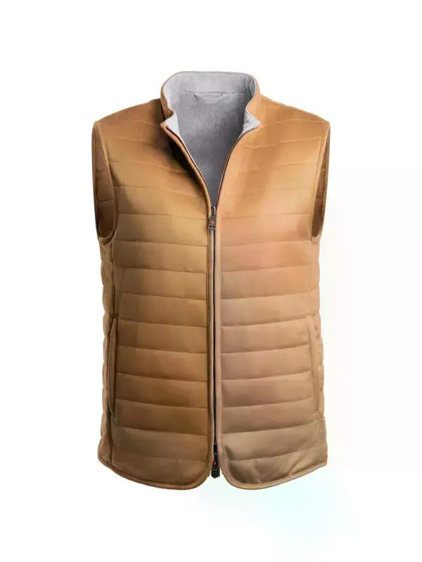 Kiton Reversible Quilted Vest - Brown