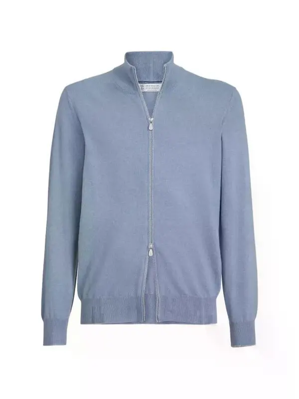 Brunello Cucinelli Cashmere Zip Cardigan - Blue