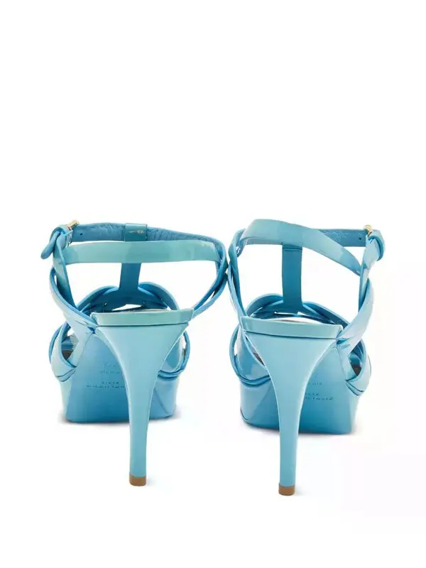 Saint Laurent Tribute Leather Platform Sandals - Blue