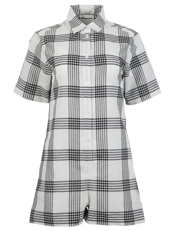 Lisa Marie Fernandez Tennis Playsuit In Check Print - Black