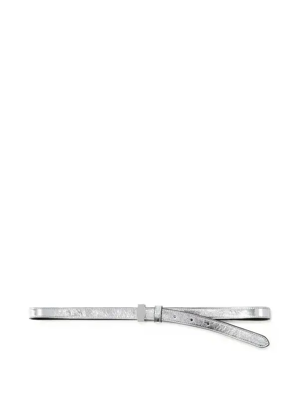 Veronica Beard Dash Metallic Leather Belt - Silver