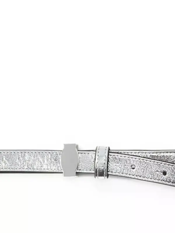 Veronica Beard Dash Metallic Leather Belt - Silver