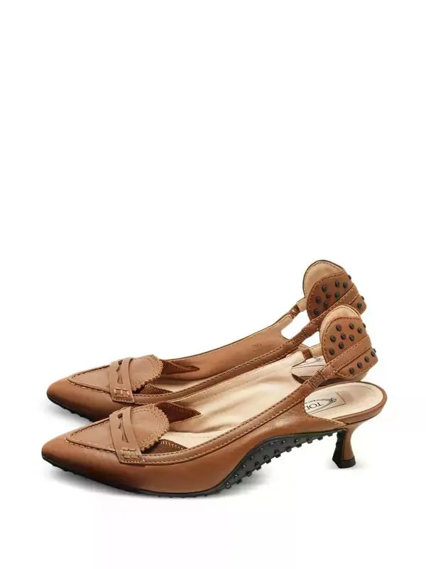 TOD'S Kitten-heel Leather Pumps - Brown
