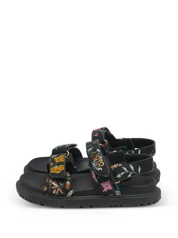 Dior Floral-strap Sandals - Black
