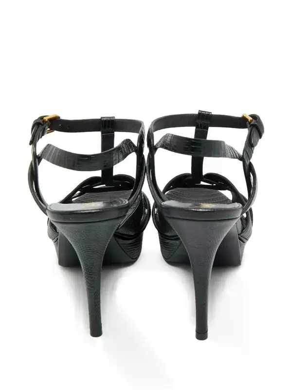 Saint Laurent Lizard-embossed Leather T-strap Sandals