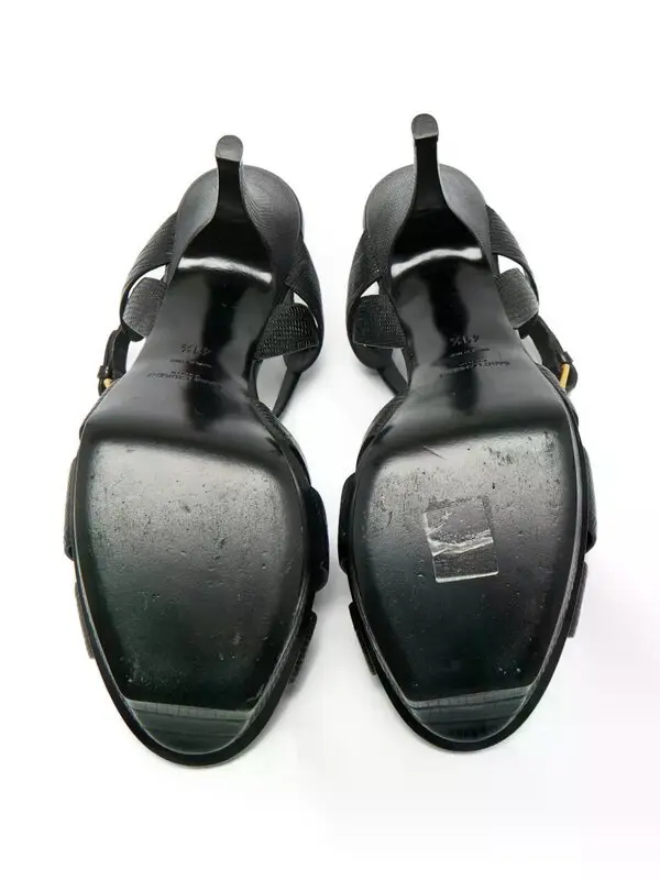 Saint Laurent Lizard-embossed Leather T-strap Sandals